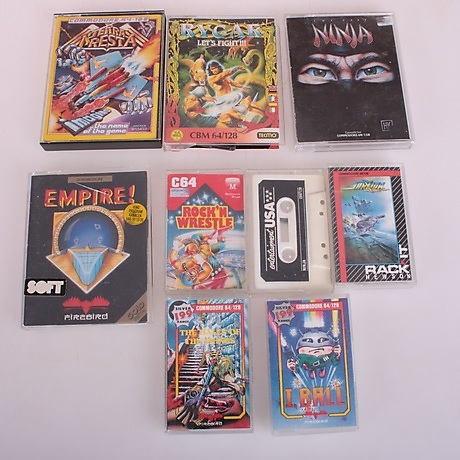 COMMODORE 64 SPEL, 8 st, Bland annat "The Last Ninja", "Sanxion" och ...