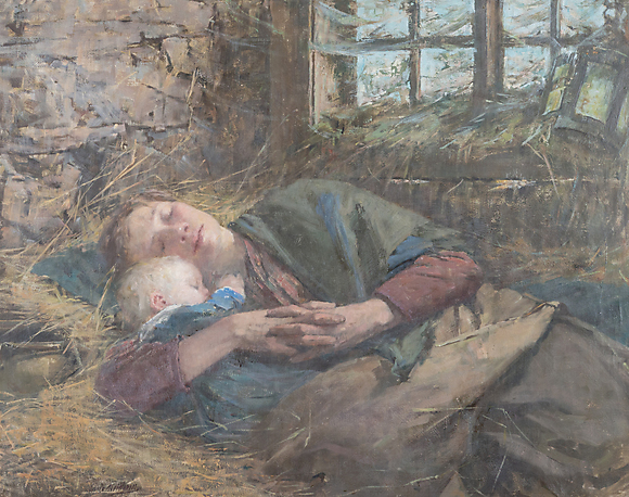 ANNA NORDGREN. Mother with child, oil on canvas, signed. Art ...