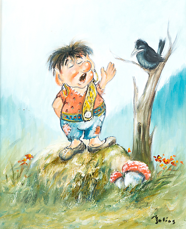 CARL JULIUS. Troll, olja på duk, signerad Julius. Konst - Måleri ...