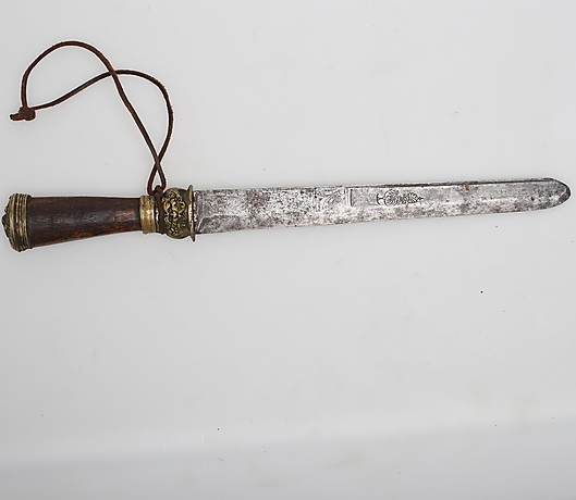 KNIFE / DAGGER, baroque 16/18th century, richly decorated blade ...