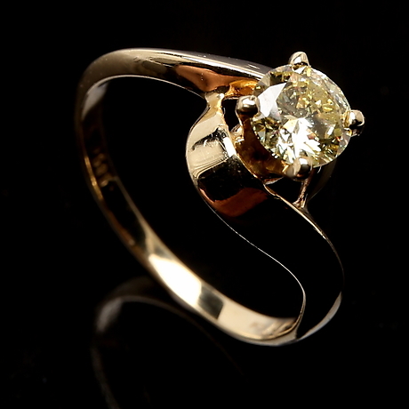 SINGLE STONE RING in 14K red gold with diamond 0.40 ct. Jewellery ...