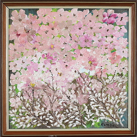 INGRID ROMAN. "Bukett 1", olja på duk, signerad och daterad -85. Konst ...