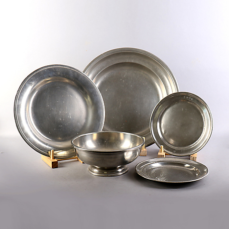 Lote, objetos de peltre, 5 partes, incl. a Svenskt Tenn, Just Andersen ...