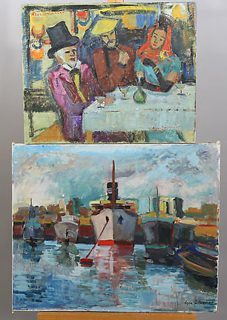 ELSA SELANDER OCH EYLA LIND. Olja på duk, 2 stycken, signerade. Konst ...