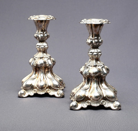 CANDLES, a pair, silver, rococo style, Swedish import stamp. Lighting ...