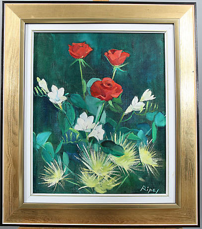 HANS RIPA. Oil on canvas, Still life with flowers, signed Ripa. Art ...