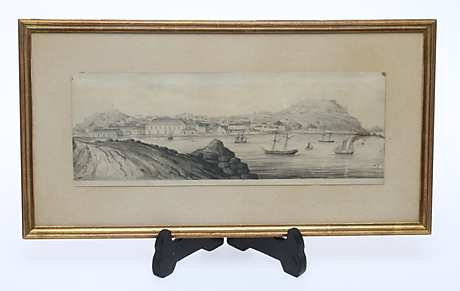 JAMES HAARLEF HAASUM. The port of Gustavia (St. Barthélemy), ink ...