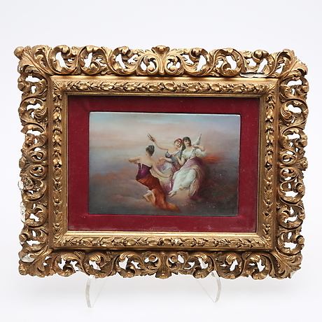 PAINTING ON PORCELAIN, three spinning women. Art - Paintings - Auctionet