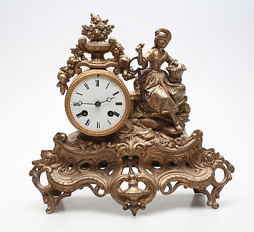 TABLE CLOCK, bronzed metal, L Marti, France, 19th century. Clocks ...