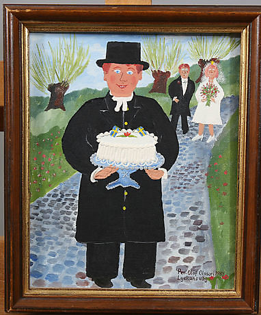 PER-OLOF OLSSON. Oil on Board, "Church coffee", signed, dated 1983. Art ...