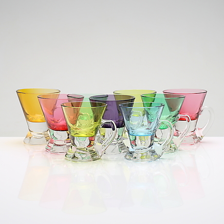 PUNCH GLASS, 9 pcs., first half of the 20th century. Glass - Tableware ...