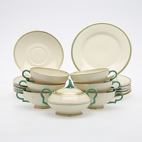 TEA SET, 13 pieces, art deco, H&C Chodau, Czechoslovakia, first half of ...