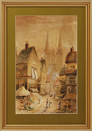 ANDREW STORIE. "Angers", watercolour, signed. Art - Paintings - Auctionet