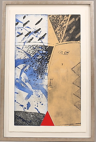 LARS RYLANDER. Color etching, "Blue Fire", signed and numbered 12/60 ...