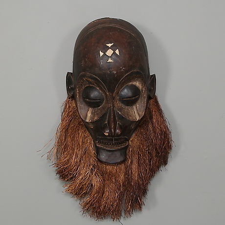 MASK, for ritual dance, local wood/bast, Congo Kinshasa, South Kivu ...