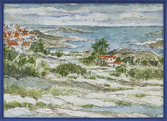 BERTRAM ALPER. Coastal landscape. Watercolor, signed and dated 02. Art ...