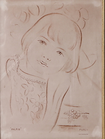 ARTHUR PERCY. GRAFISKT BLAD, "INGRID" tryckt signatur, 1924. Konst ...