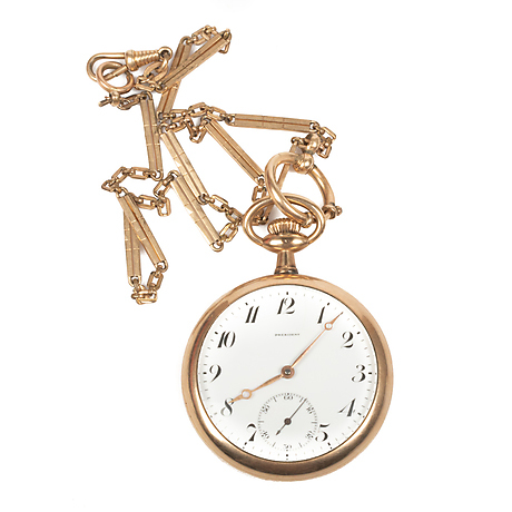 POCKET WATCH WITH CHAIN, President, gilded. Clocks & Watches - Pocket ...