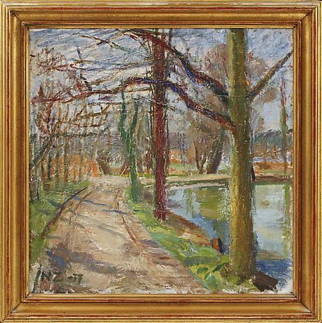 NISSE ZETTERBERG. "Early spring, Brunnsviken". Oil on canvas, signed ...