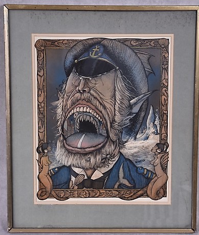 HANS ARNOLD. 1925-2010 litografi " kapten Nemo ". Konst - Grafik ...