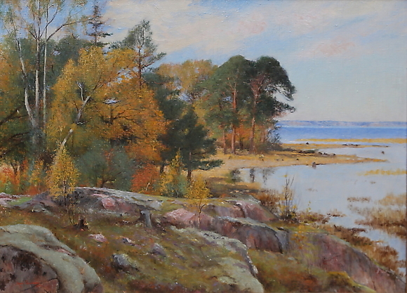AXEL LINDMAN. Autumn at Glan, Långnäs, Östergötland. Oil on canvas ...