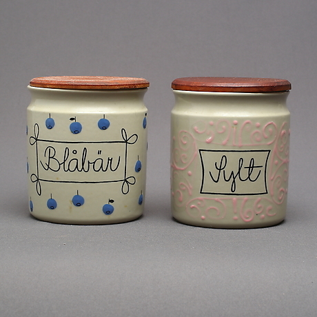 BURKAR 2 st, keramik, "Sylt" samt "Blåbär", Marianne Westman, Rörstrand ...