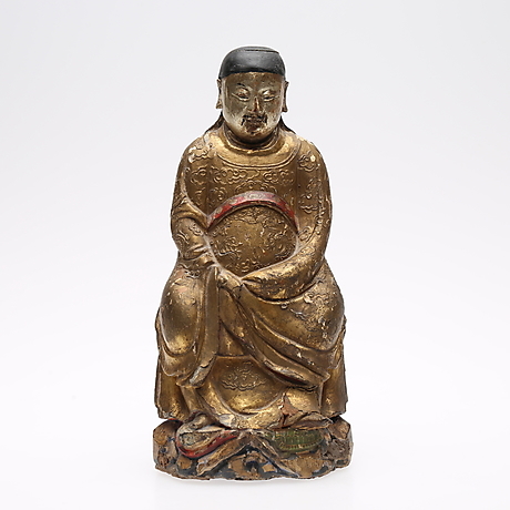 ZHEN WU, (El guerrero perfecto), deidad taoísta, madera tallada, dorada ...