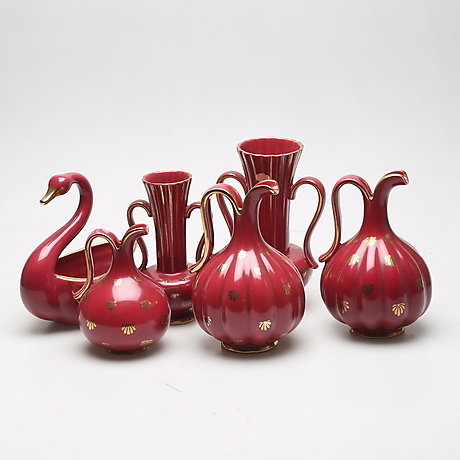 CERAMICS, 6 pieces, "Ruby", Arthur Percy, Gefle. Ceramics & Porcelain ...