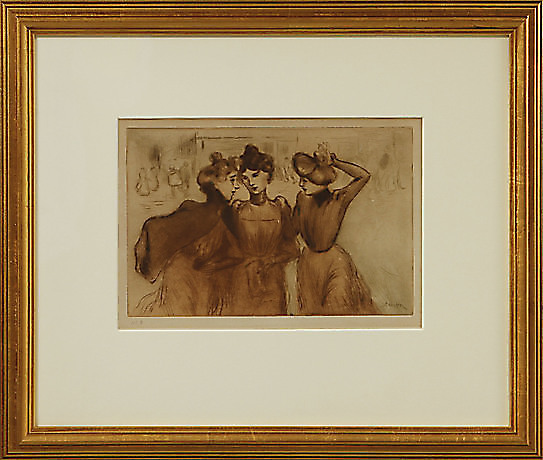 THEOPILE ALEXANDRE STEINLEIN. Three ladies, color etching, signed. Art ...