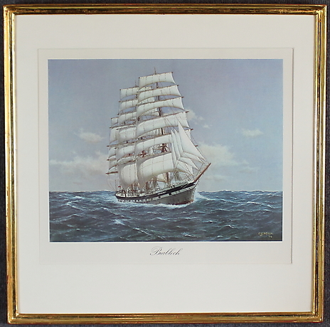 CARL GEORG WALLIN. Reproduction, Ship "Brabloch", signed CG Wallin -74 ...