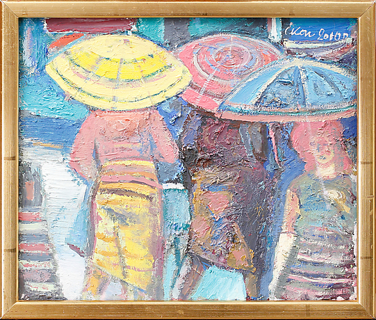 OREST SKOP. Rainy day, Ukraine, oil on Board, signed. Art - Paintings ...