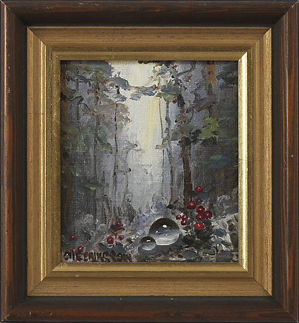 OLLE ERIKSSON. "Lingonskog" Olja på duk, signerad. Konst - Måleri ...