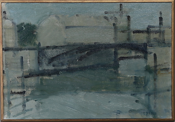 CARL DELDEN. The Iron Bridge in Norrköping. Oil on canvas, signed. Art ...