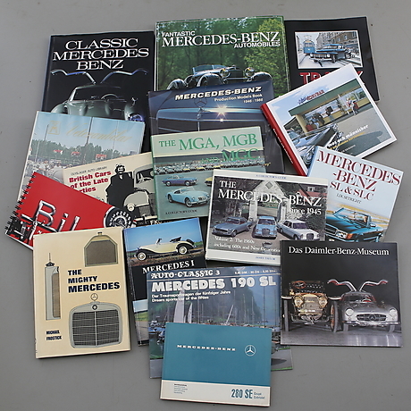 BOOKS, 16 pcs., mostly about Mercedes-Benz, including Instruction book ...