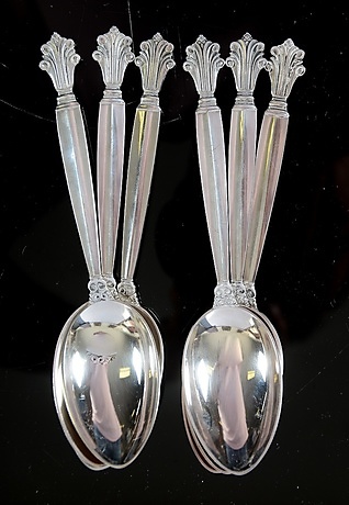 JOHAN ROHDE. Table spoons, 6 pcs., sterling silver, "Queen", Georg ...