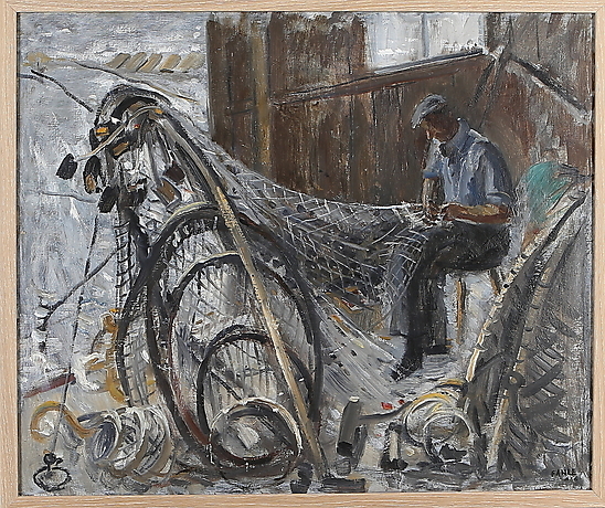 GUSTAV ADOLF FAHLE. "Paul in Homboden", öljy kankaalle, signeerattu ...