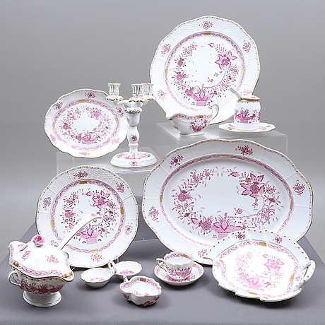 TABLEWARE PARTS, approx. 30 pieces, porcelain, "Indian basket" pink ...