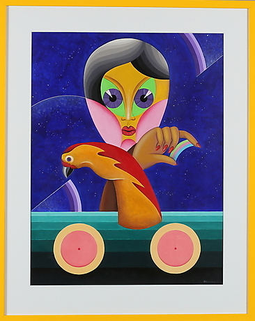 SOREN ARUTYUNYAN. "The disturbing eyes", acrylic on paper, signed and ...