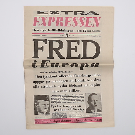 MAGAZINE, Expressen, 7 May 1945, end of World War II. Books, Maps ...