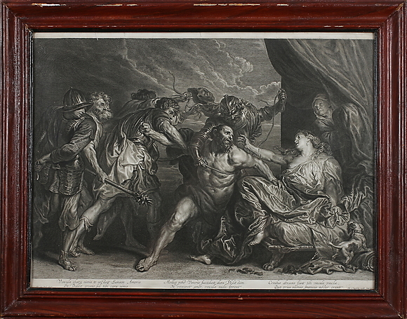 ANTHONY VAN DYCK (1599-1641). Samson och Delila, barocketsning med ...