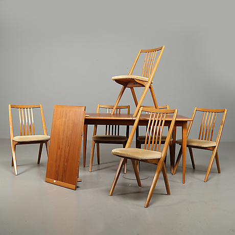 DINING GROUP, beech and teak, Gottfrid Karlsson & Söner, Diö, mid-20th ...