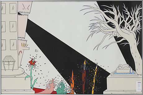 MARIE-LOUISE EKMAN. Color lithograph. Signed ML de Geer Bergenstråhle ...