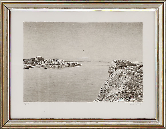 JOHN ERIK FRANZEN. Coastal image, lithograph, signed and numbered 93/ ...