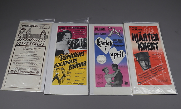 MOVIE POSTERS, 4 pcs, Pat Boone, Hasse Ekman, Richard Dix & Gina ...