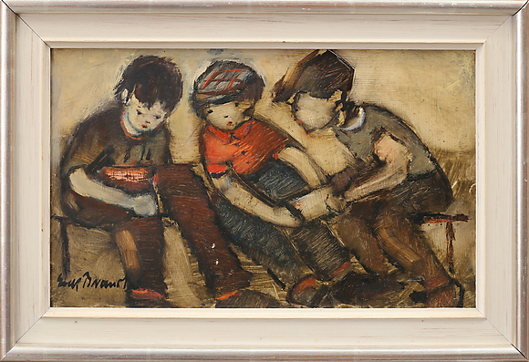 ERIK BRANDT. Seated boys, oil on Board, signed. Art - Paintings - Auctionet