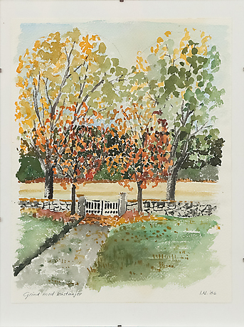 IVAN NOVOTNY. AKVARELL,Grind med kastanjer i Trottorp, signerad och ...