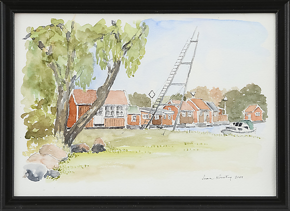 IVAN NOVOTNY. AKVARELL, Stensö fishing village in Kalmar, signed and ...