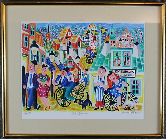 GUNILLA MANN. color lithograph, Kulturhuset, signed. Art - Paintings ...