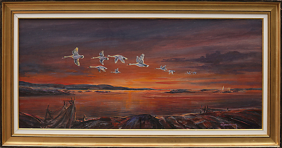 ALF JOHANSSON. Flight of the Swan, oil on canvas, signed. Art ...