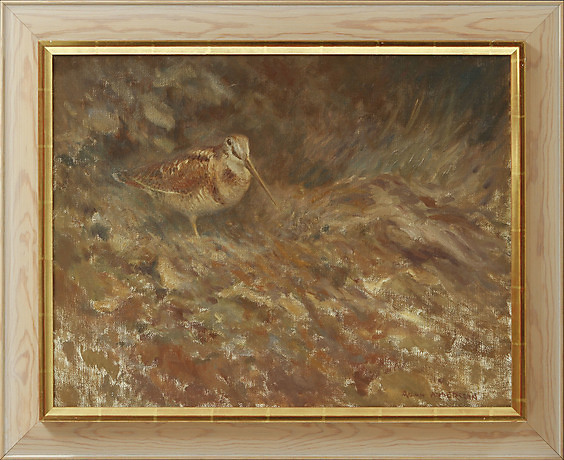 ALLAN ANDERSSON. "Woodcock. Pale yellow leaf", oil on canvas, signed ...